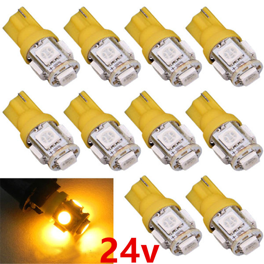 50X Mixed Color 24V LED T10 W5W 5SMD License Side Plate Bulb Light 192 ...