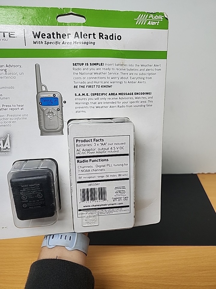 AcuRite Weather Alert Radio Specific Area Messaging NOAA 08550W1 Brand ...