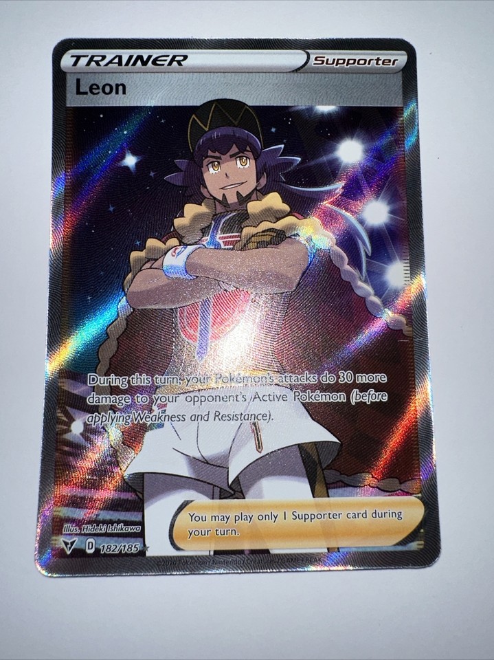Full Art Leon Supporter Trainer 182/185 Vivid Voltage Pokemon 🐶 | eBay