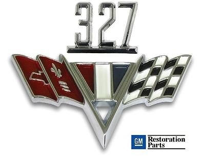 CHEVY 327 V-Flag Fender Emblem Set ** Chevy II, Chevelle, Camaro Inc ...