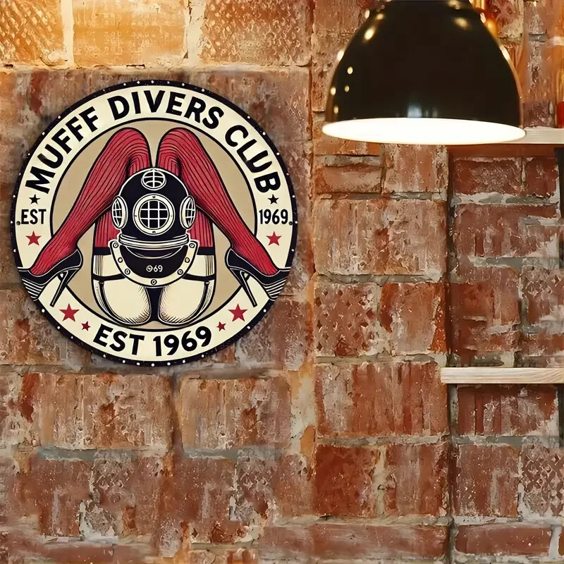 MUFF DIVERS CLUB "NEW & IMPROVED" DESIGN - 8" ROUND HILARIOUS NOVELTY ...