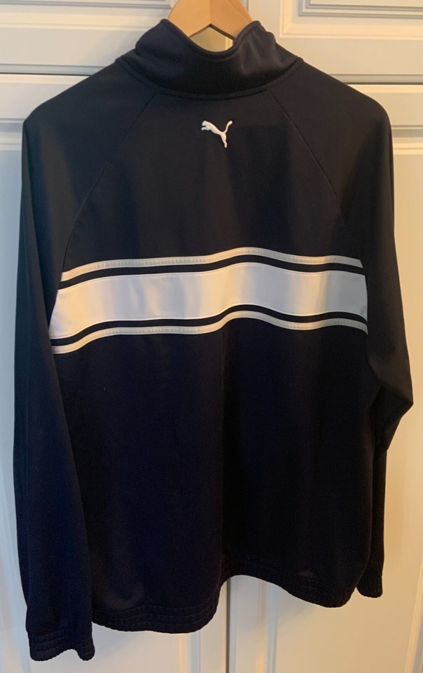 PUMA XXL Men's Zip up jacket, Navy with White Stripe/Logo | eBay