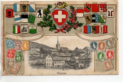 SUISSE SWITZERLAND - Canton de VAUD - VALLORBE - carte souvenir timbres ...