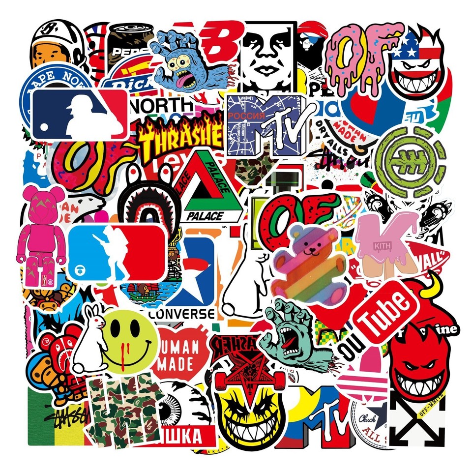 Lots of 200 Random Vinyl Laptop Skateboard Stickers Luggage Decals Dope ...