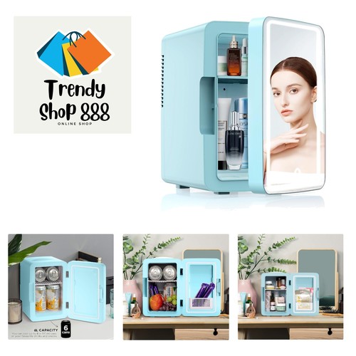 6.2L Skincare Fridge with LED Makeup Mirror, Cooler and Warmer ...