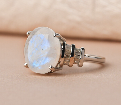 NWT MOON GLOW MOONSTONE, DIAMOND RING SIZE 10 (4.75 CTW) 925 STERLING ...
