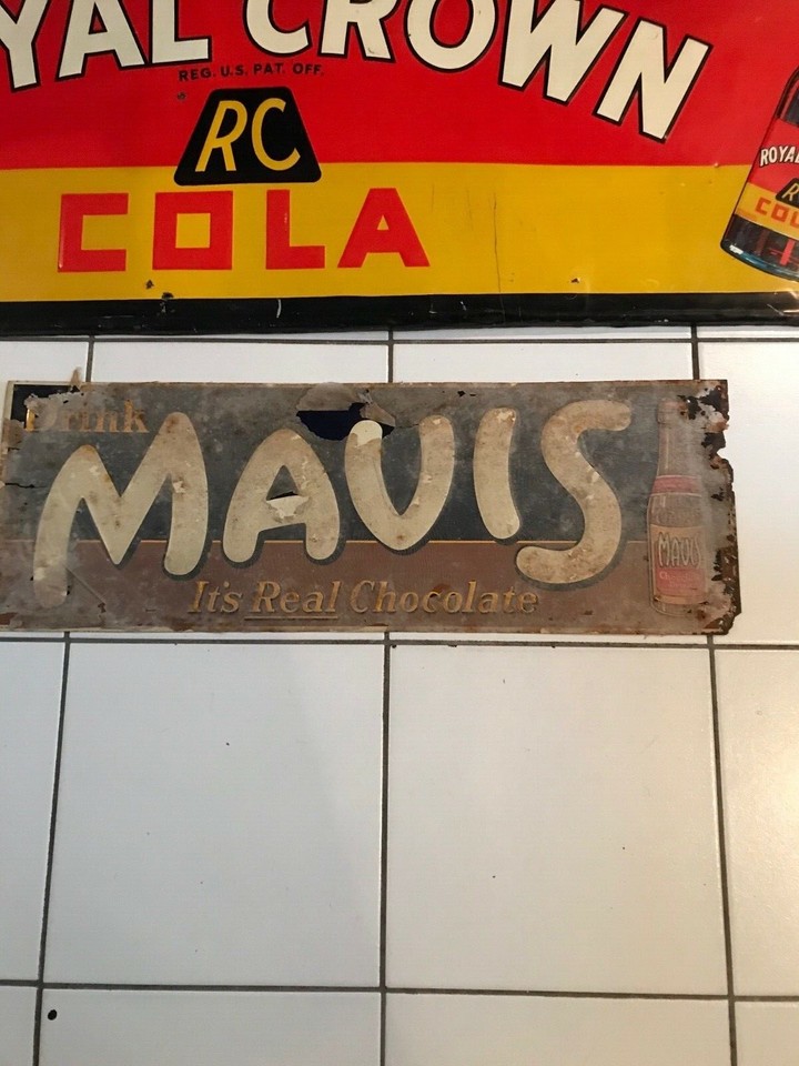 Original Grocers Advertising Chocolate Soda Sign MAVIS emboss NOS not ...