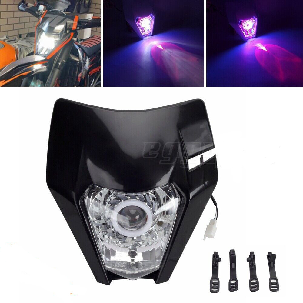Motorcycle E8 LED Headlight Running Light w/ HL Beam DRL For EXC SMC R ...