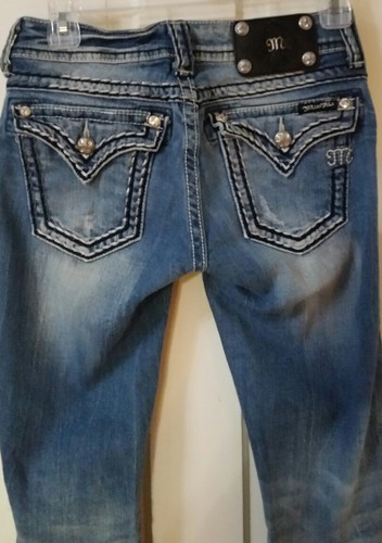 MISS ME JEANS RHINESTONE EMBELLISHED POCKET BOOTCUT WOMENS 26 X 33 | eBay