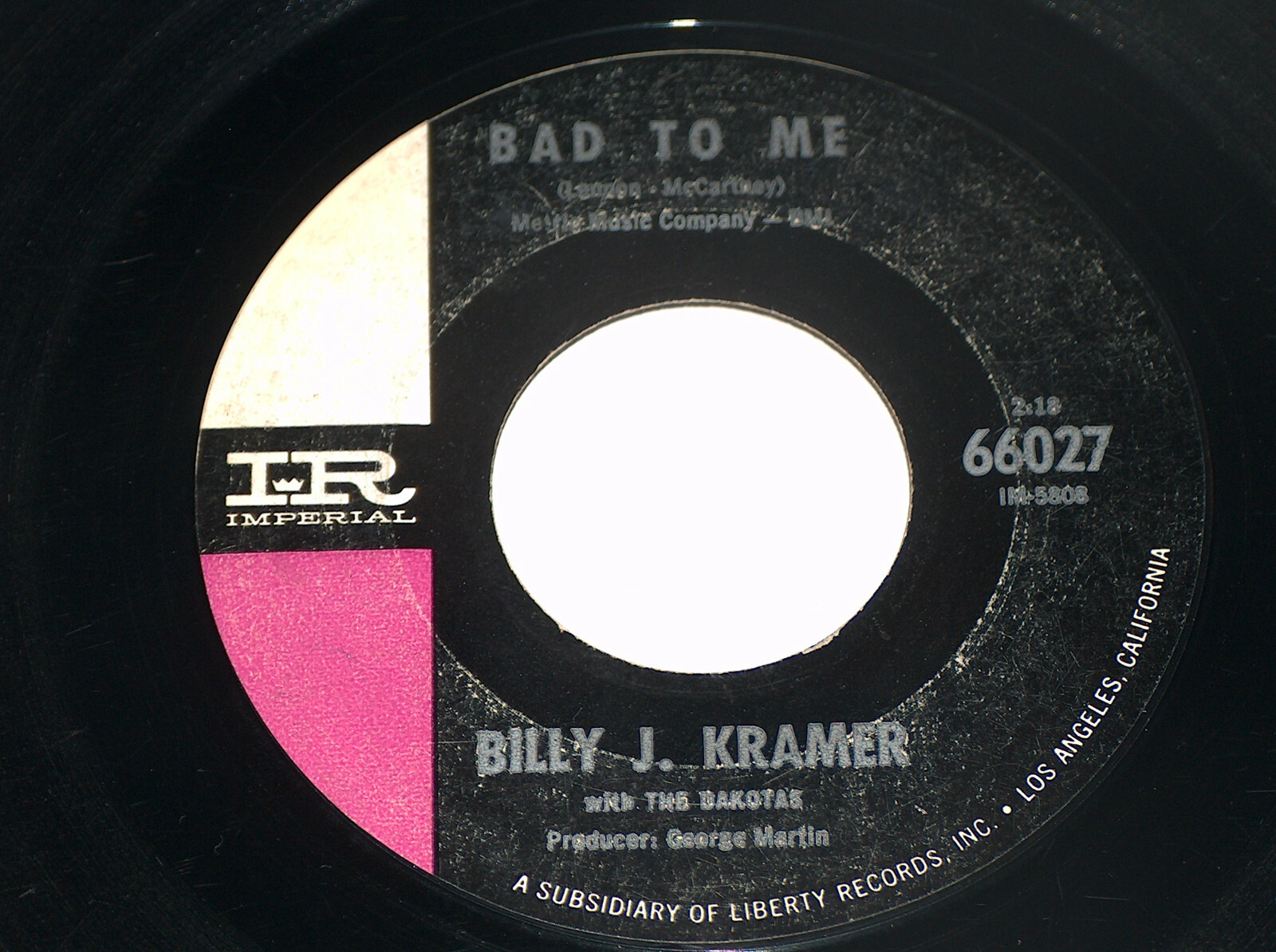 45 RPM Billy J Kramer Dakotas Little Children Bad 2 Me Imperial Record ...