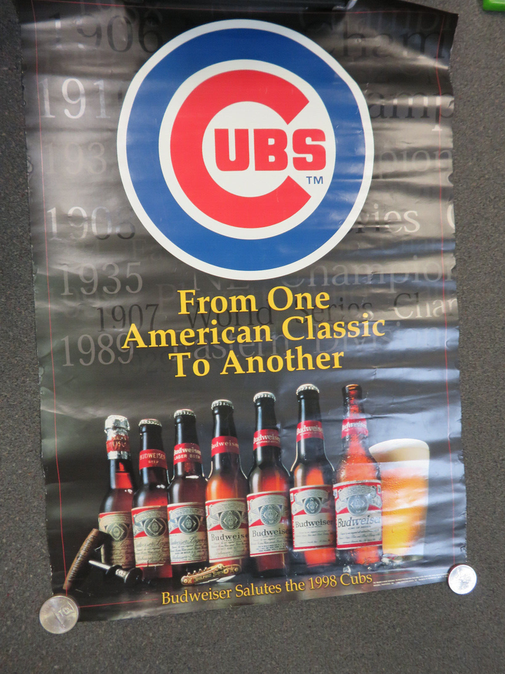 1998 Budweiser Chicago Cubs Poster "From One American Classic" 19 x 27 ...