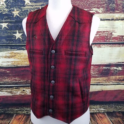 Wyoming Traders Mens Wyoming Wool Cowboy Ranch Wear Vest - RED PLAID | eBay