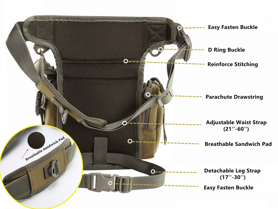Military Tactical Drop Leg Bag Tool Thigh Pack Leg Rig Utility Pouch ...