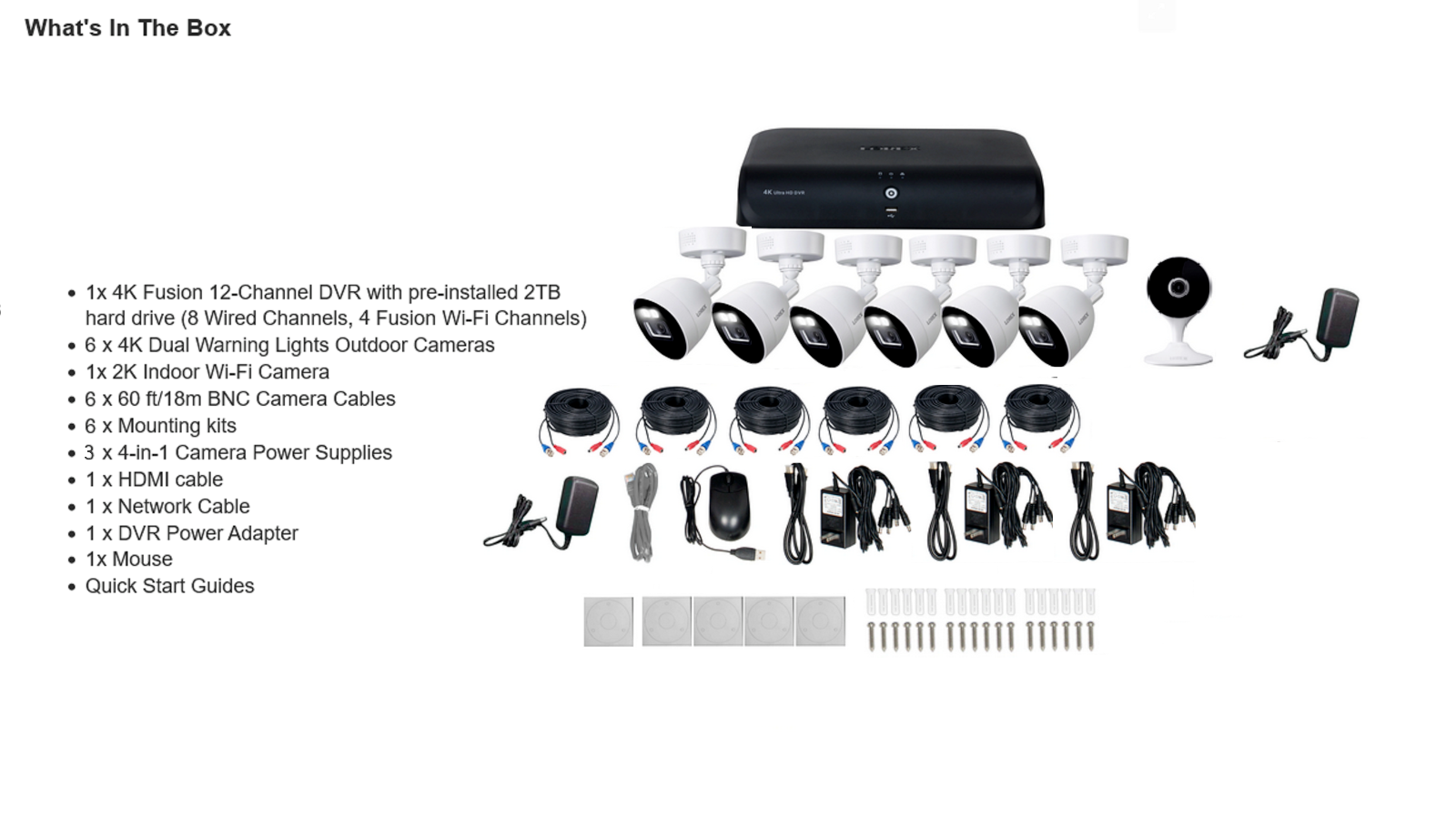 Lorex 12 Channel 4K 2TB Fusion DVR, 7 Camera Security System ...