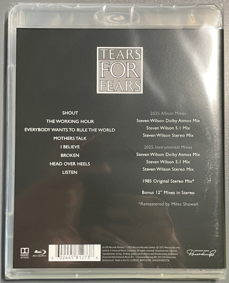 SEALED Tears For Fears Songs From The Big Chair 2025 Blu-ray Audio SOLD ...