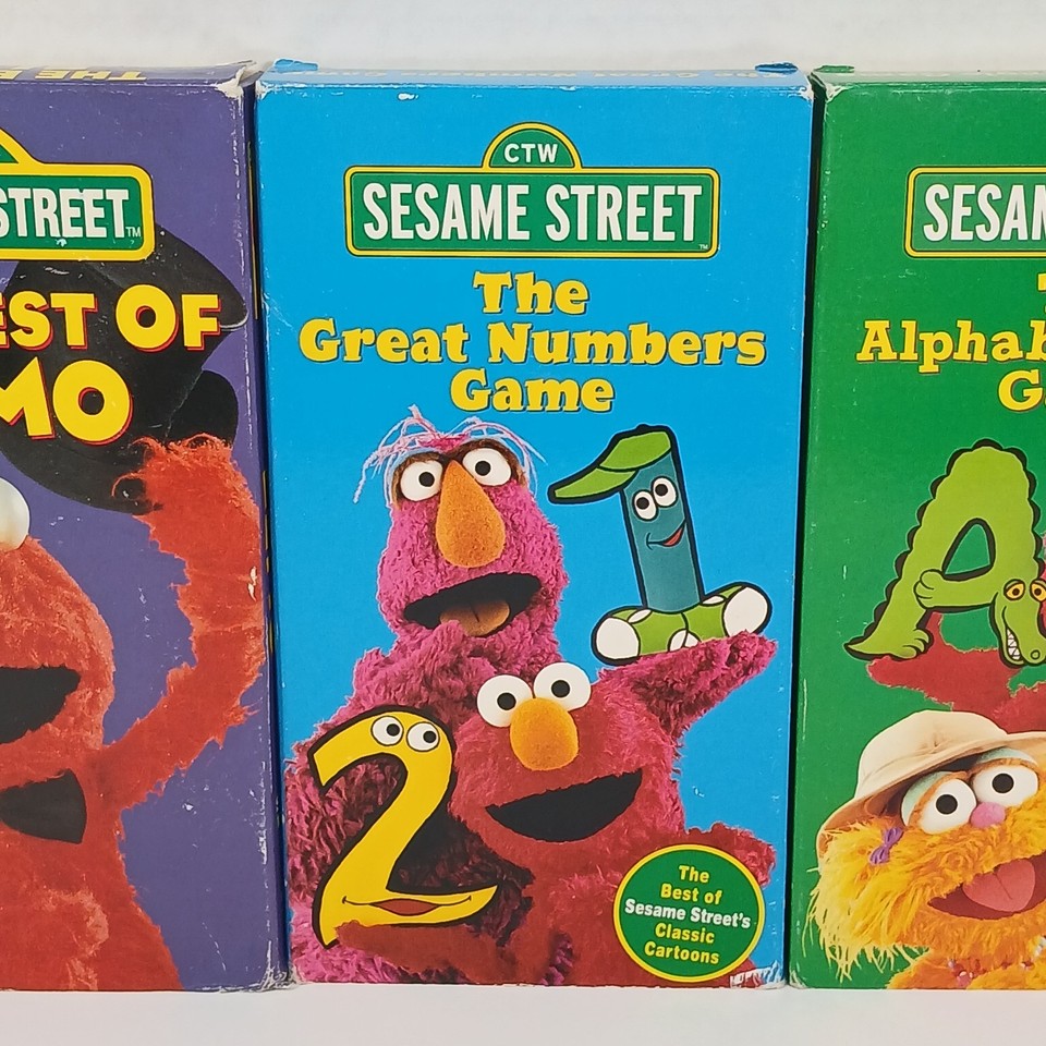 3 VHS Sesame Street Elmo Alphabet Jungle Game, Great Numbers Game, Best ...