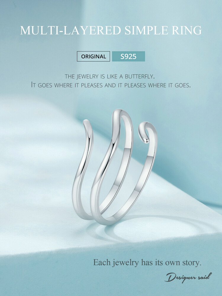 Bamoer Elegant 925 Silver Multi-layered Open Ring Fashion Women Gifts Jewelry | eBay