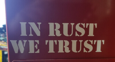 IN RUST WE TRUST decal Pick Size & Color tool box patina hot rat rod ...