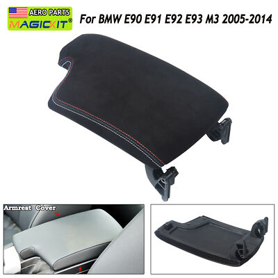 M3 Stitch Alcantara Center Console Armrest Cover For BMW e90 e92 e93 ...