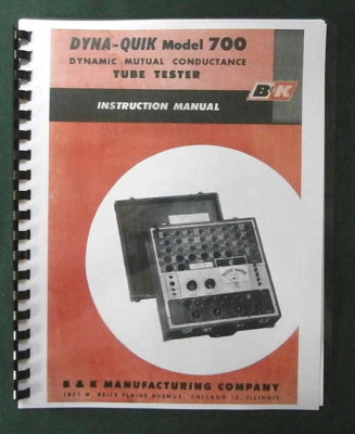 B&K Dyna-Quick 700 Tube Tester Instruction Manual & Tube Charts | eBay