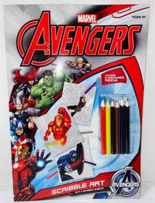 Marvel Avengers Scribble Art Children's 6 Coloured Pencils And 3 ...