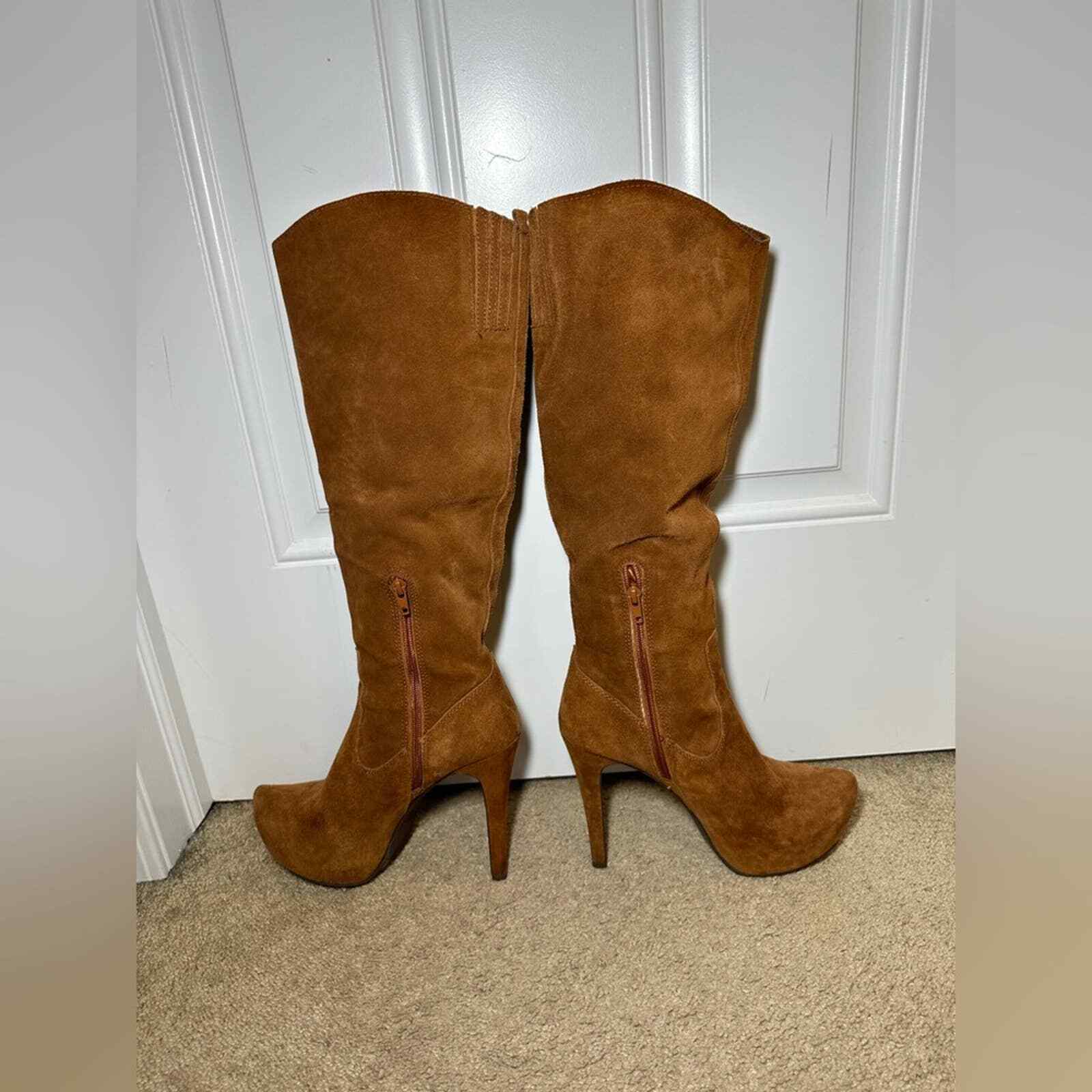 Bakers Brown Suede Leather Knee High Heel Boots- Butt… - Gem