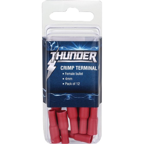 Thunder Bullet Crimp Terminal Insulated Female Blade Red 4mm 12pc | eBay