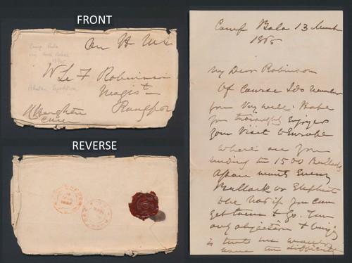 1865 INDIA BHUTAN WAR EXPEDITION FIELD COVER LETTER COL HAUGHTON CAMP ...