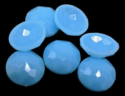 10 Light Blue Round Faceted Caps Cabochons Crafts Jewelry Making 14 mm ...