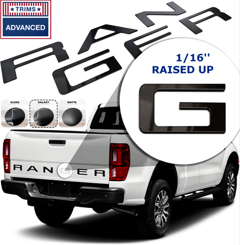CUSTOM RAISED TAILGATE LETTER INSERTS FOR FORD RANGER 2019-2023 MATTE ...