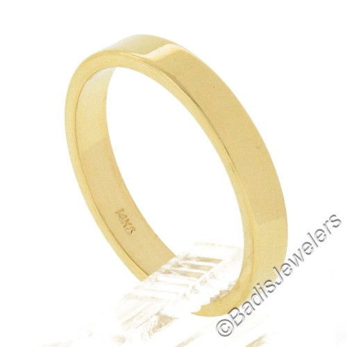 New 14k Yellow Gold 3.1mm Plain Polished Flat Squared Wedding Band ...