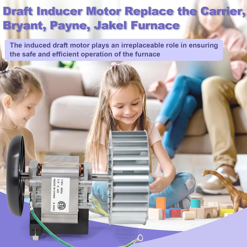 Furnace Draft Inducer Motor for Carrier, Bryant, Payne Blower & Wheel ...