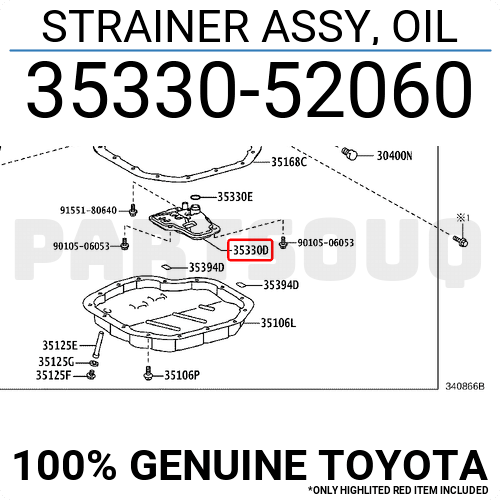 3533052060 Genuine Toyota STRAINER ASSY, OIL 35330-52060 | eBay
