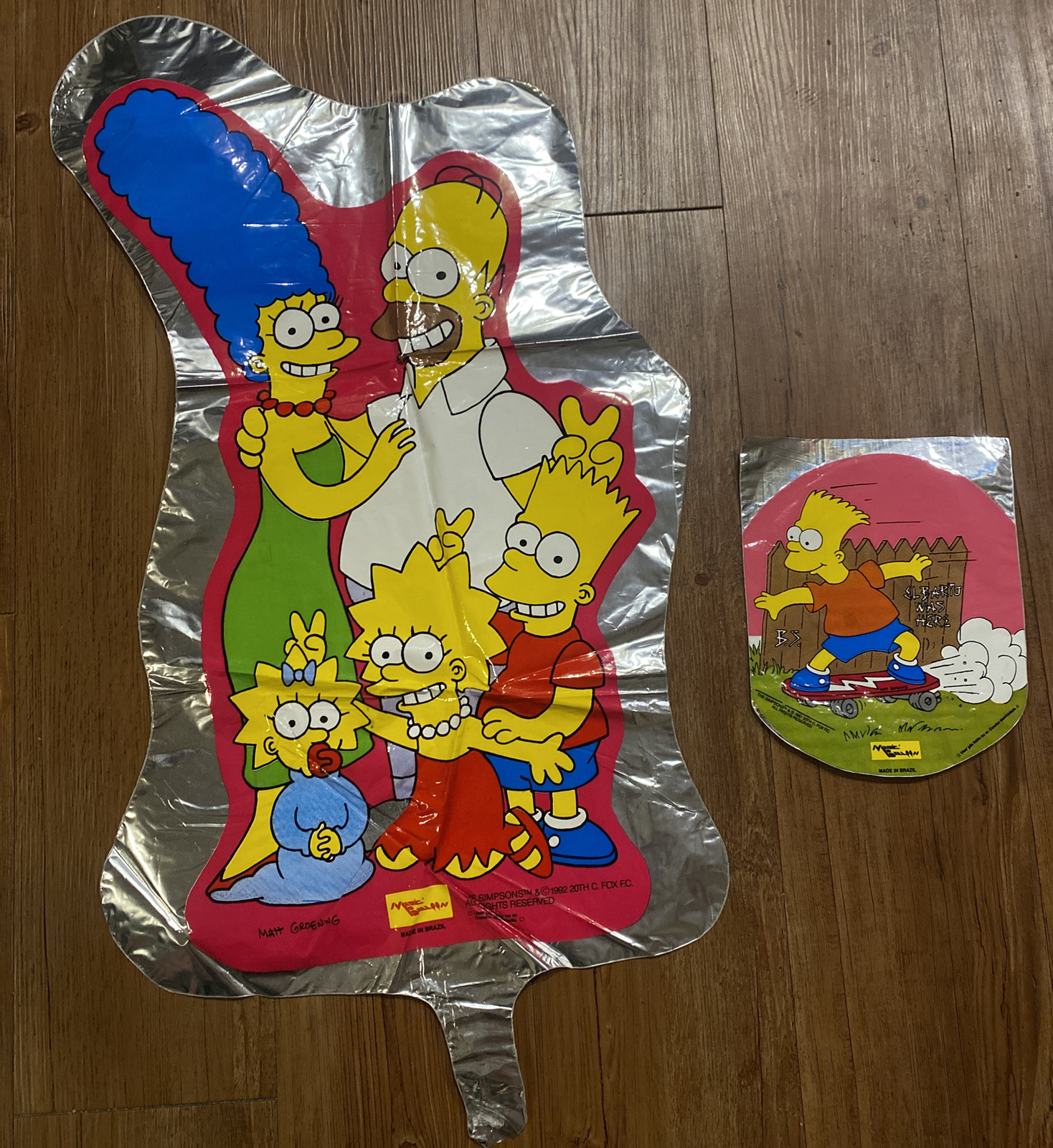Rare 2 Vintage 1991 /92 The Simpsons Magic Balloons Brazil Mylar Lot M ...