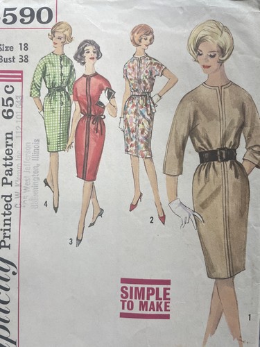 Simplicity Sewing Pattern 4590 Dress Sheath Shift Misses Size 18 ...