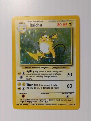 Pokémon TCG Raichu Base Set 14/102 Holo Rare | eBay
