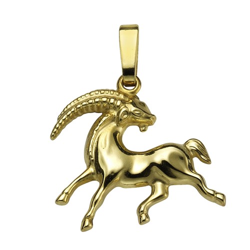 Schmuckanhänger Anhänger Sternzeichen Steinbock aus 585 Gold gelb glanz ...