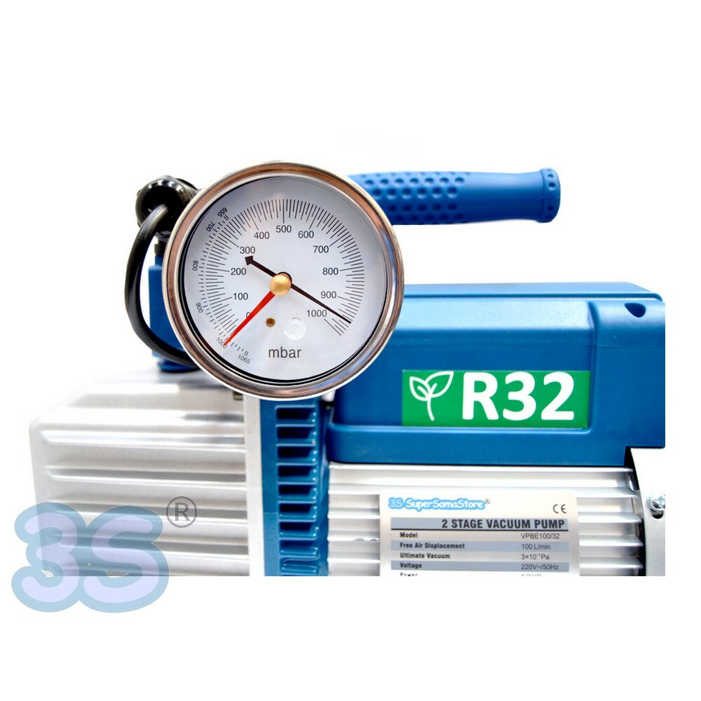 3S POMPE A VIDE CLIM R32 DOUBLE 2 étages 100 Lt/min électrovanne ...