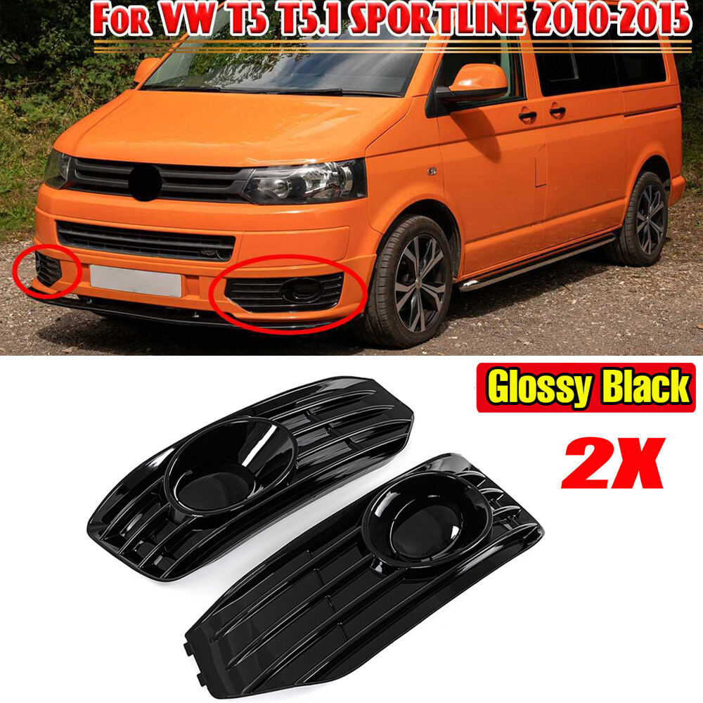 GLOSS BLACK FOG LIGHT LAMP COVER SPORTLINE FOR 2010-2015 VW TRANSPORTER ...