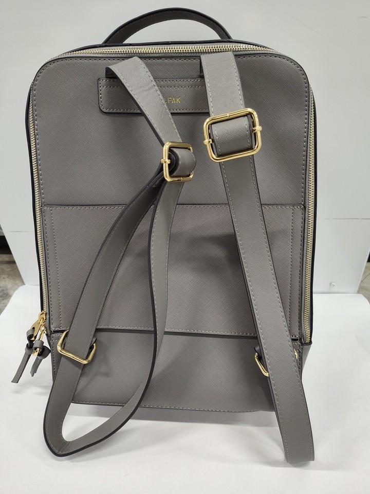 Calpak Womens Kaya Dark Gray Faux Leather Adjustable Strap Laptop ...