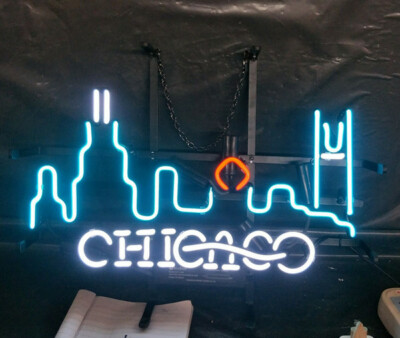 24"x20"Chicago Neon Sign Light Beer Bar Pub Wall Hanging Handcraft ...