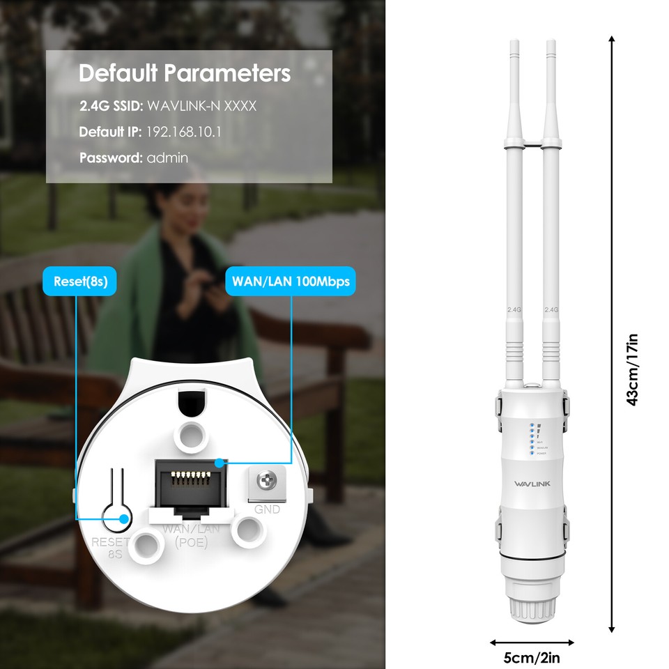2.4Ghz Outdoor Long Range WiFi Extender Repeater N300 Signal Booster ...
