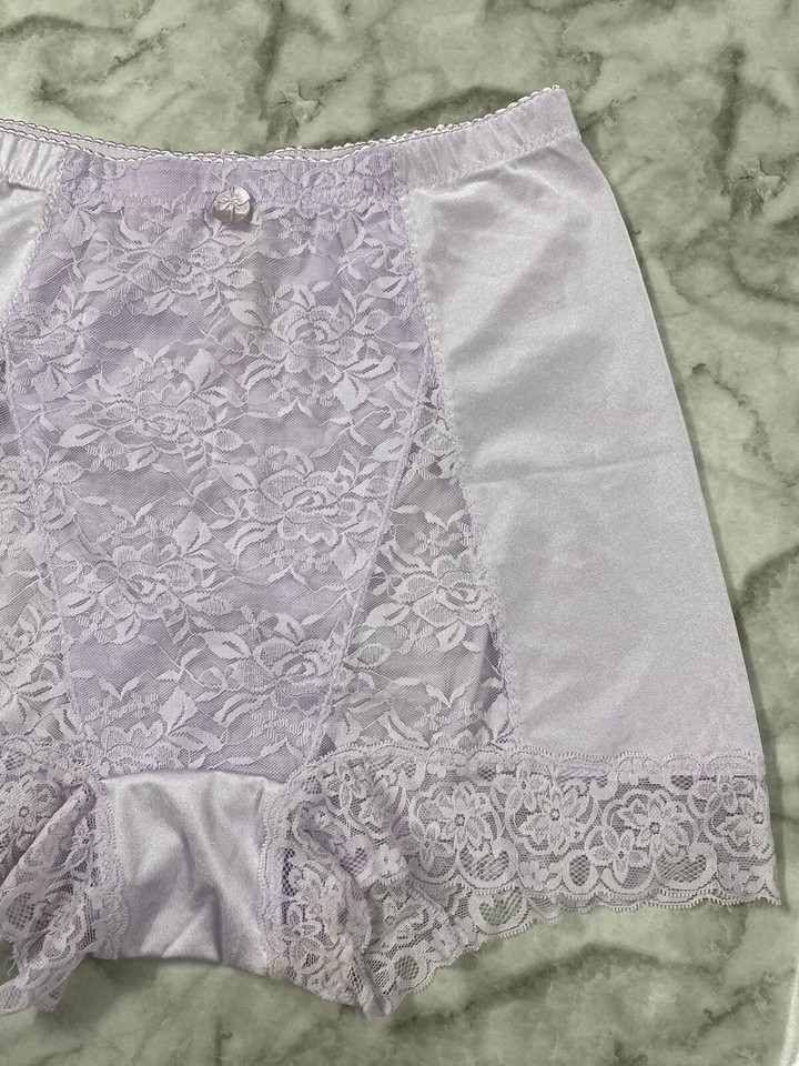 Pretty PURPLE Rhonda Shear FLORAL Lace Trim Control Panties. Size X ...