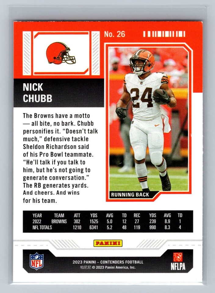2023 Panini Contenders - Game Ticket #26 Nick Chubb Bronze Foil | eBay