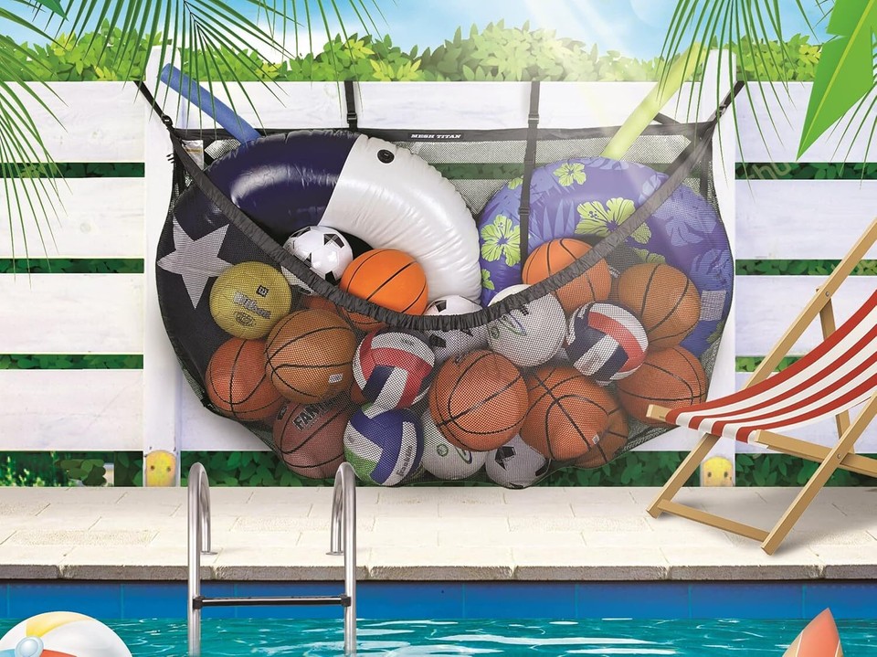 Heavy Duty Pool Storage Bag Black Mesh Organizer for Floats Toys w ...