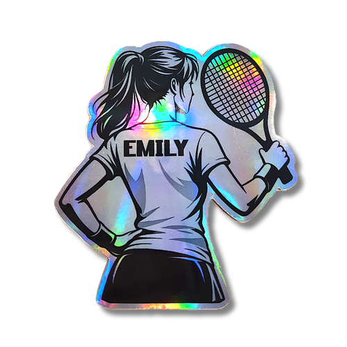 Custom Female Tennis Player Sticker, Holographic Tennis Sticker | eBay