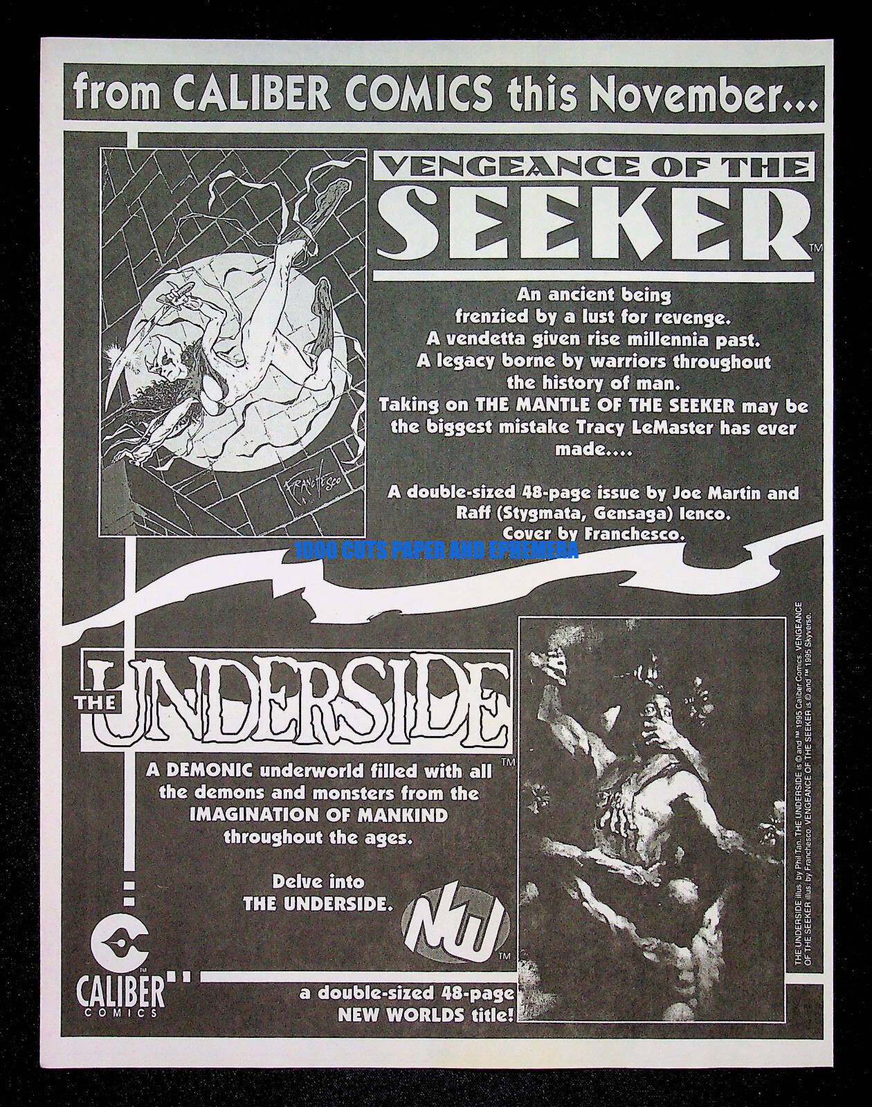 Vengeance of the Seeker + The Underside Caliber 1995 Print Magazine Ad ...
