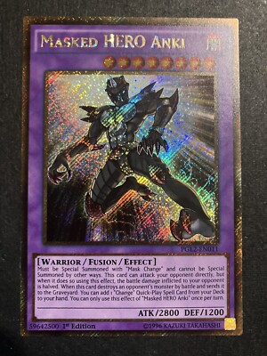 Yu-Gi-Oh! Masked HERO Anki PGL2-EN011 - Gold Secret Rare Unlimited NM ...