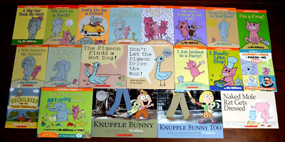 Lot of 20 Picture Books by Mo Willems Pigeon Elephant & Piggie Knuffle ...