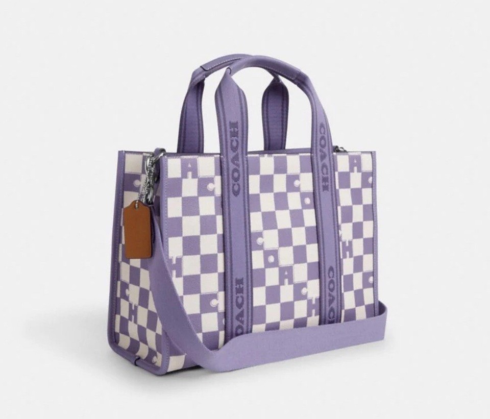 NWT Coach Smith Tote With Checkerboard Print CR101 Light Violet Purple ...